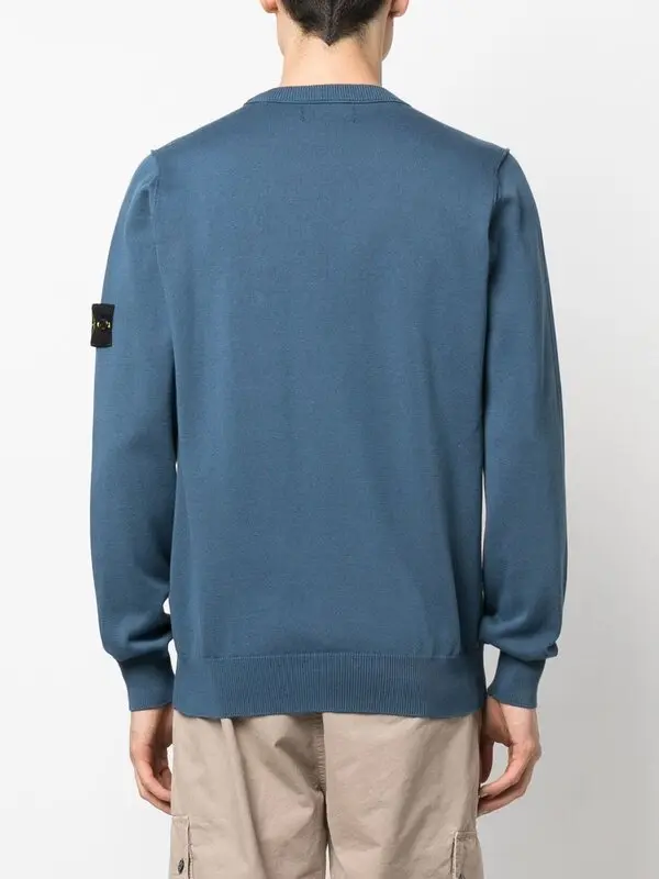 Stone Island Logo-patch Crew Neck Sweatshirt - Blue