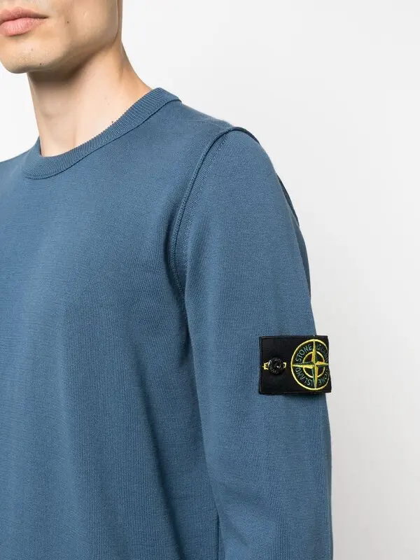 Stone Island Logo-patch Crew Neck Sweatshirt - Blue