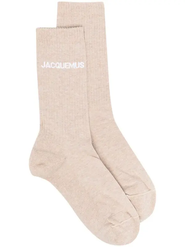 Jacquemus Logo-intarsia Socks - Brown