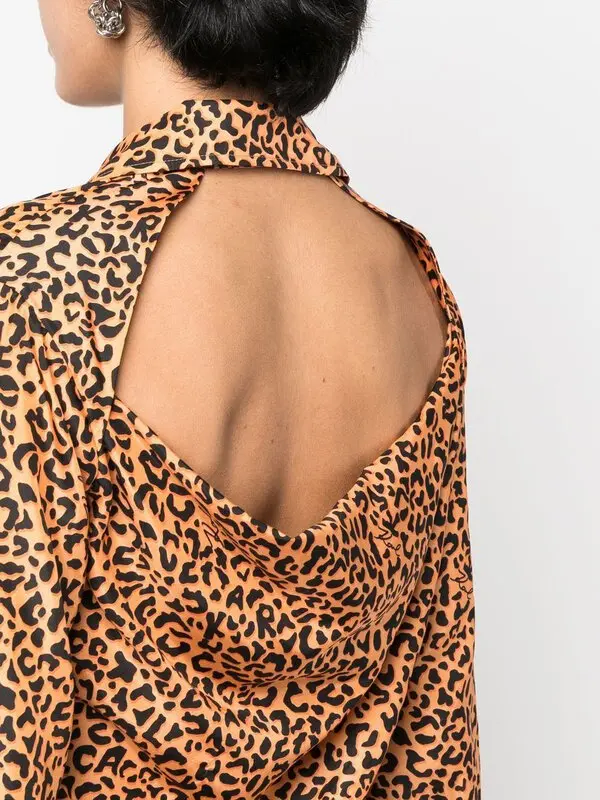 Karl Lagerfeld Leopard-print Backless Blouse