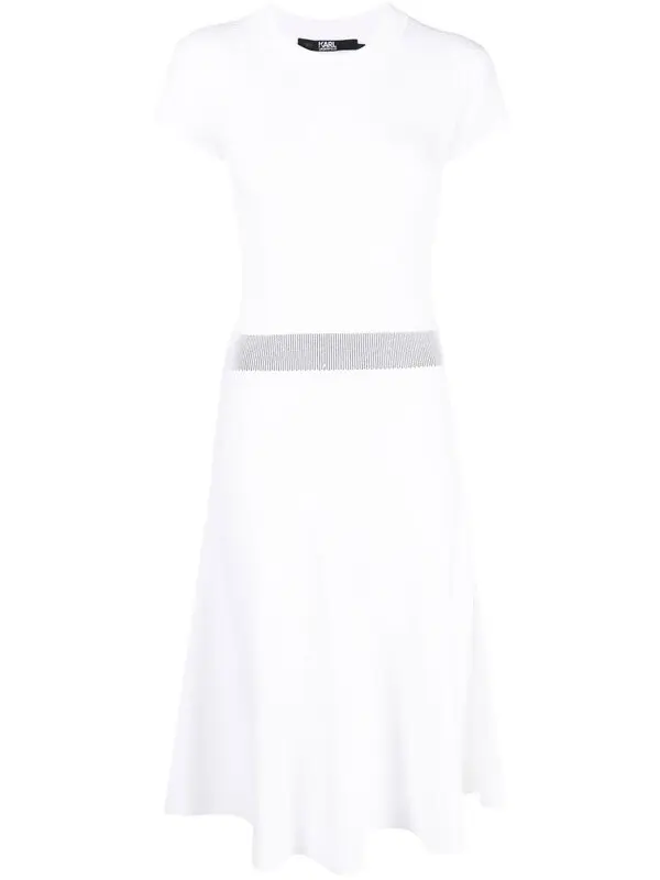 Karl Lagerfeld Short-sleeve Knit Midi Dress - White