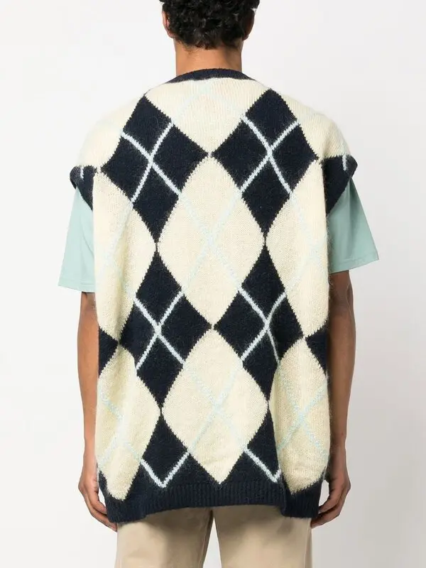 Palm Angels Logo-patch Argyle Knitted Vest