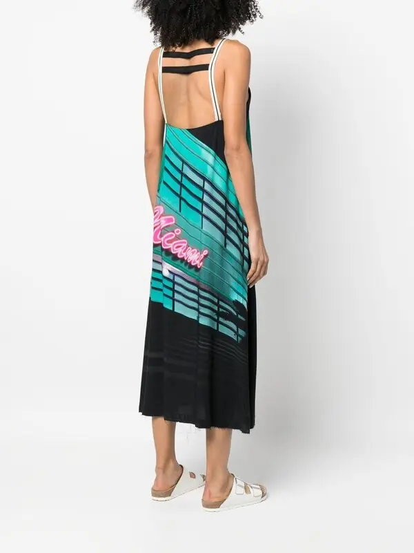 Palm Angels Miami Graphic-print Midi Dress - Black