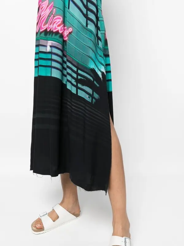 Palm Angels Miami Graphic-print Midi Dress - Black
