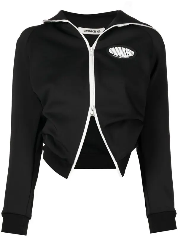 GROUND ZERO Logo-patch Zip-up Jacket - Black