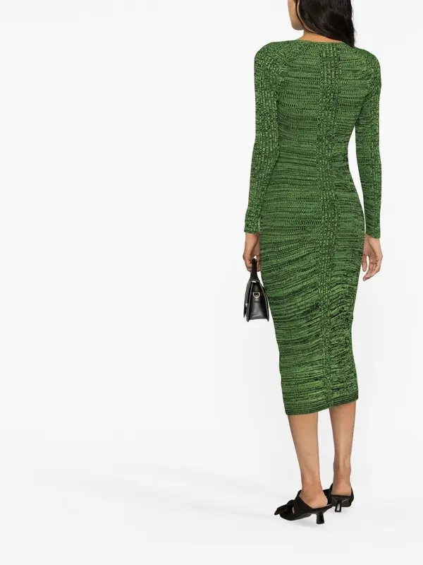 GANNI Square-neck Knitted Midi Dress