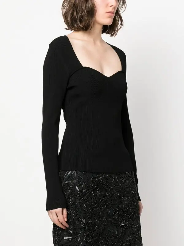 Veronica Beard Sweetheart Ribbed Knit Top
