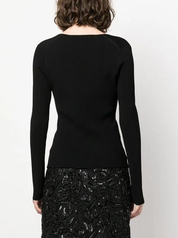 Veronica Beard Sweetheart Ribbed Knit Top