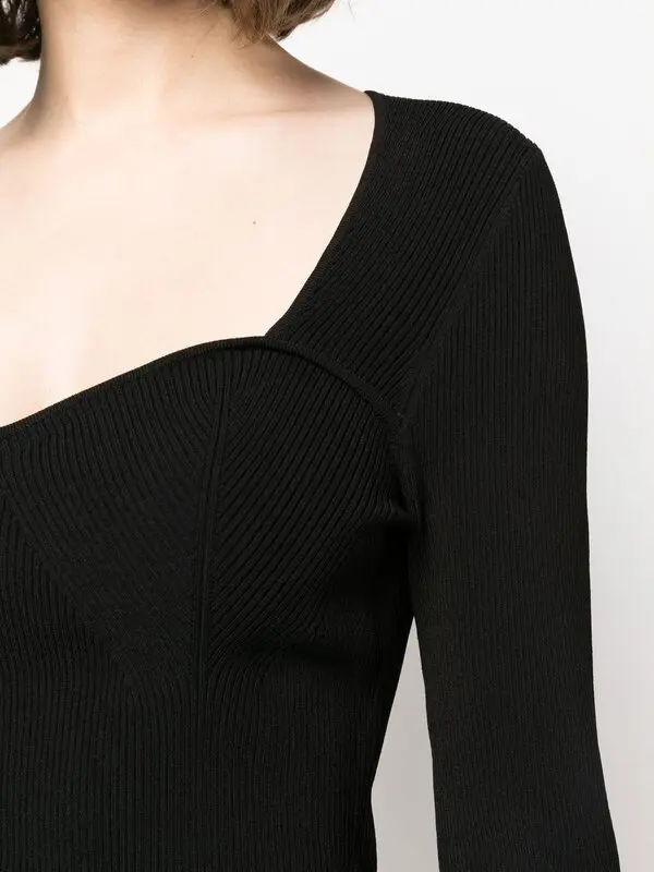 Veronica Beard Sweetheart Ribbed Knit Top