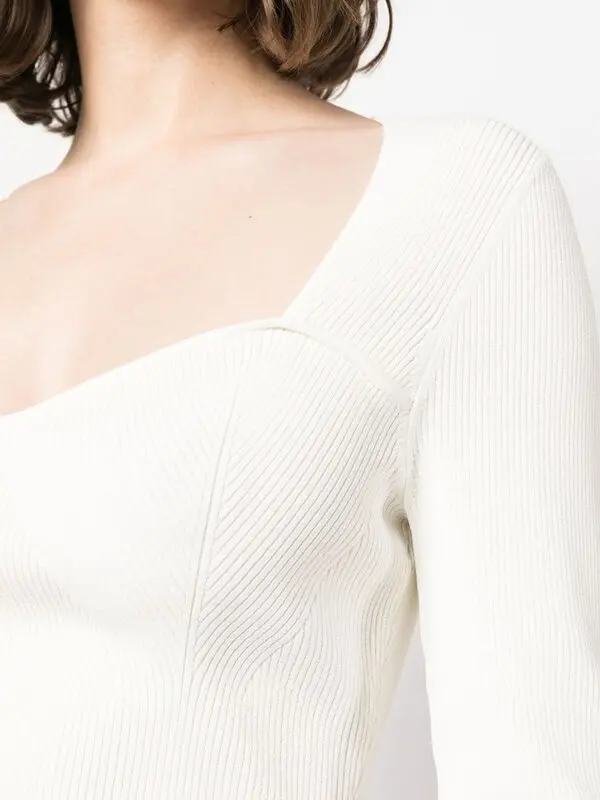 Veronica Beard Sweetheart Ribbed Knit Top