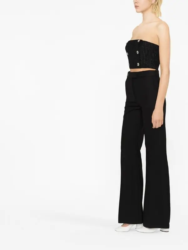 Alessandra Rich Pinstripe Crystal-embellished Crop Top