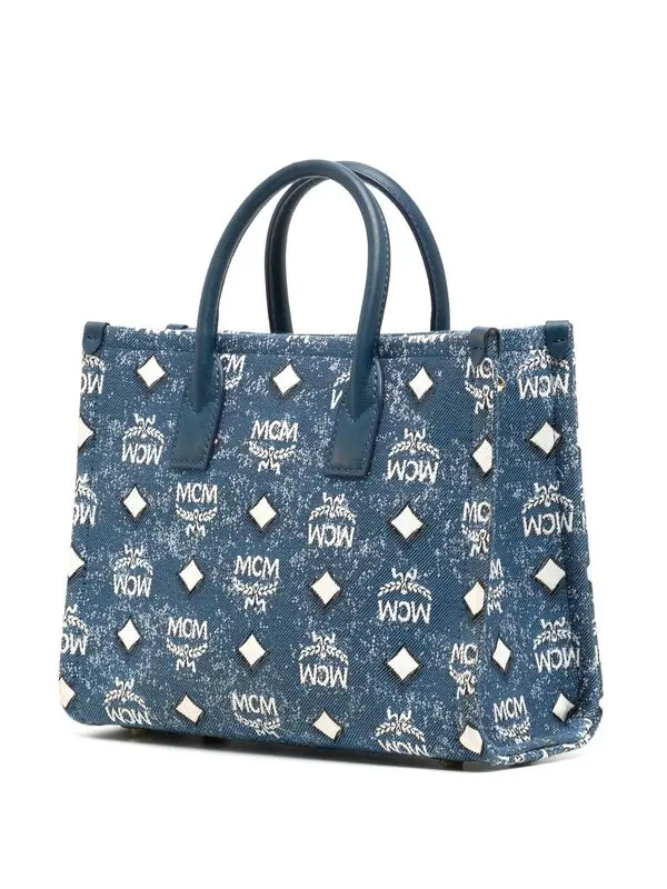 Mcm Small Munchen Denim Tote Bag
