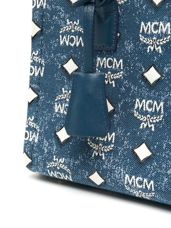 Mcm Small Munchen Denim Tote Bag