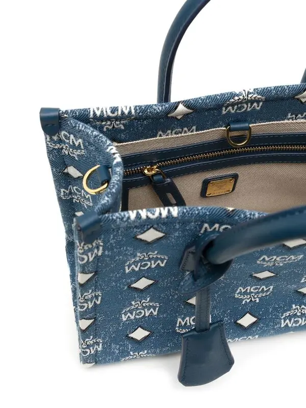 Mcm Small Munchen Denim Tote Bag