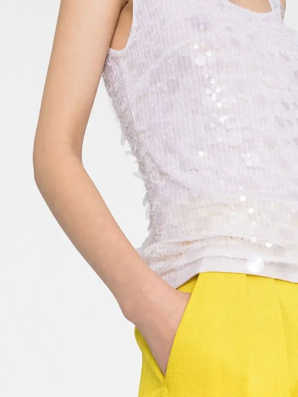 P.a.r.o.s.h Sequin-embellished Tank Top - White