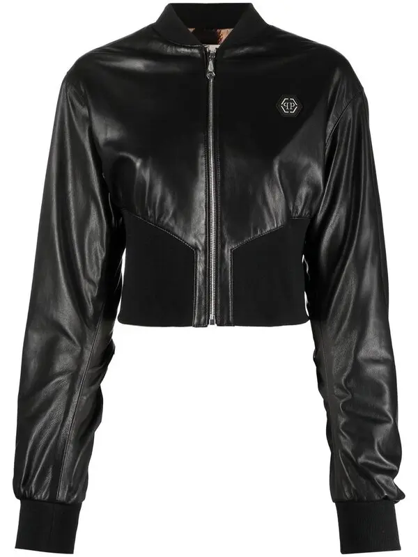 Philipp Plein Leather Bomber Jacket