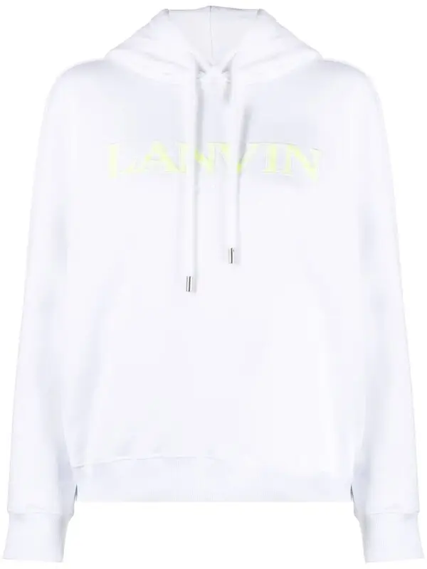 LANVIN Embroidered-logo Cotton Hoodie - White