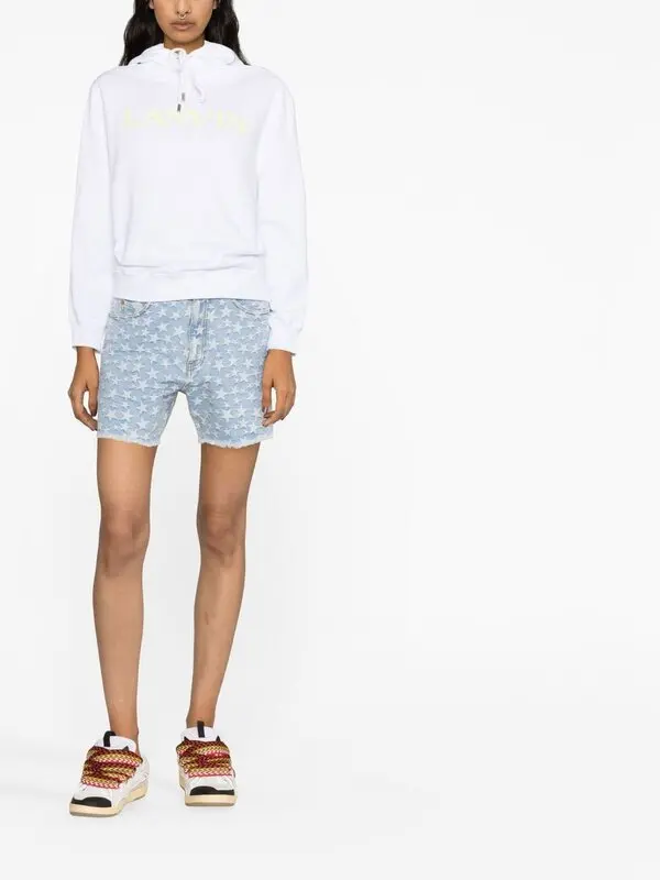LANVIN Embroidered-logo Cotton Hoodie - White