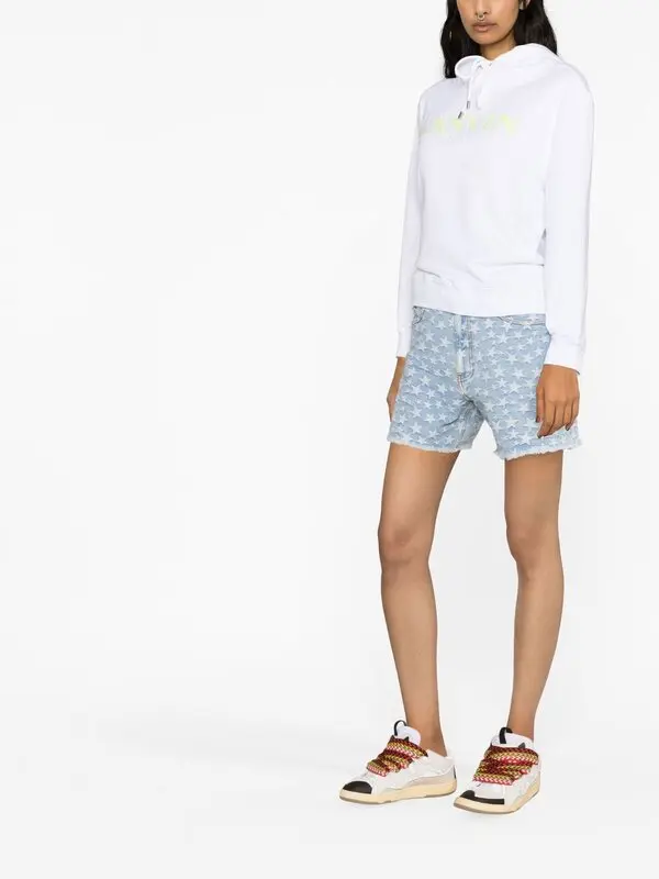 LANVIN Embroidered-logo Cotton Hoodie - White