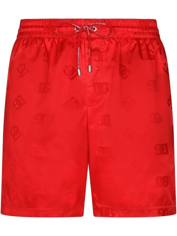 Dolce & Gabbana Dg Monogram Swim Shorts - Red