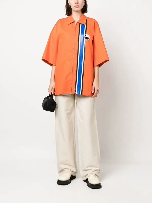 AMBUSH Striped Zipped Short-sleeve Shirt - Orange
