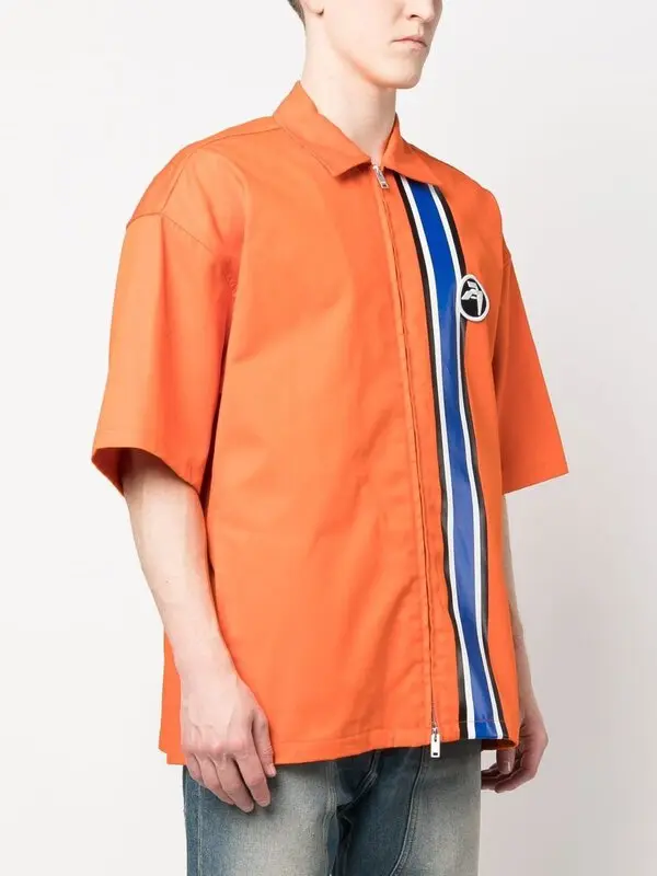 AMBUSH Striped Zipped Short-sleeve Shirt - Orange