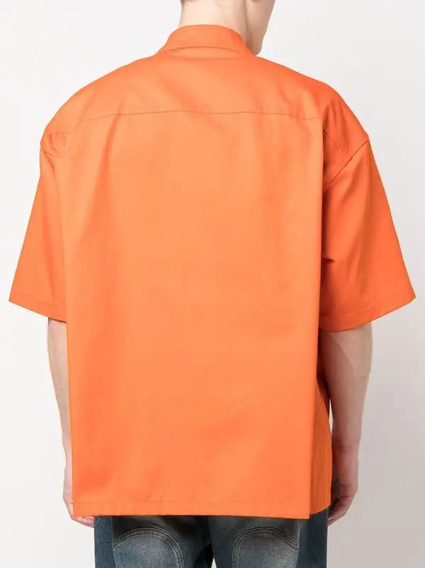 AMBUSH Striped Zipped Short-sleeve Shirt - Orange