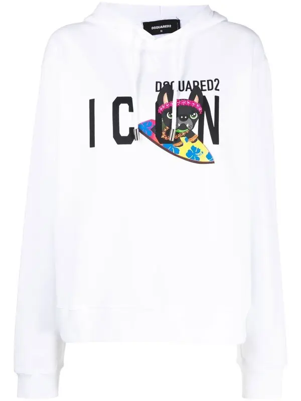 Dsquared2 Logo-print Drawstring Hoodie - White