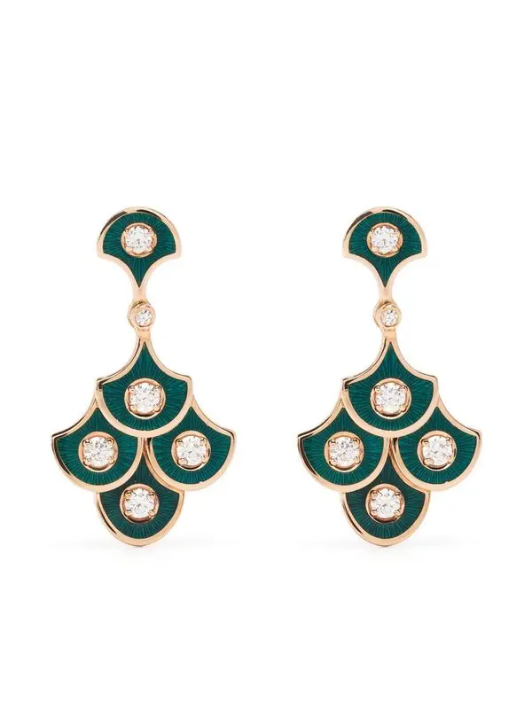 SELIM MOUZANNAR 18kt Rose Gold Diamond Drop Earrings - Green