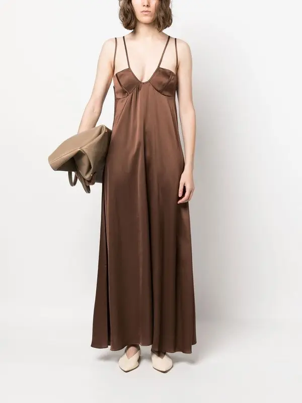 AERON U-neck Satin Maxi Dress