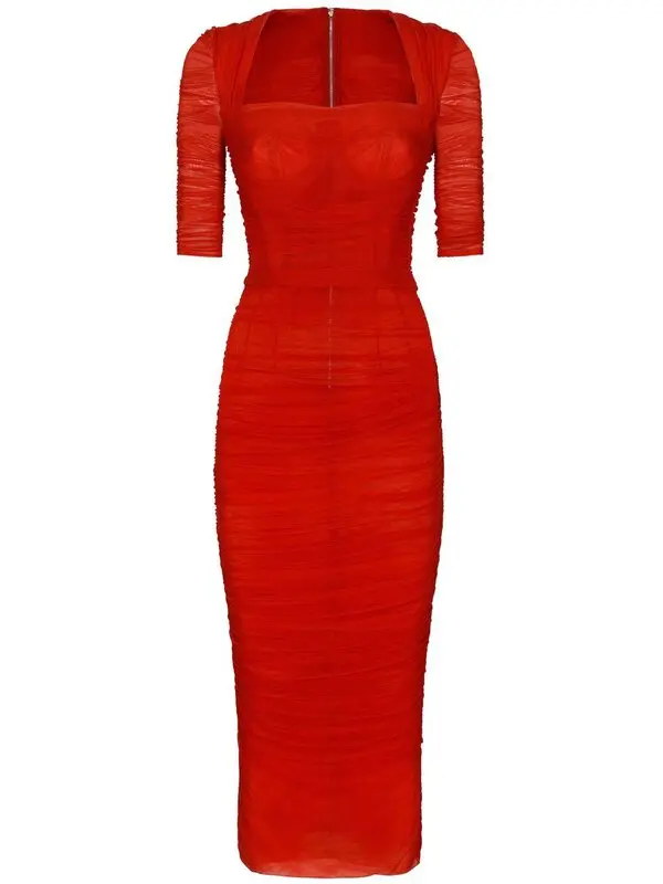 Dolce & Gabbana Draped-detail Tulle Midi Dress