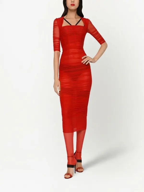 Dolce & Gabbana Draped-detail Tulle Midi Dress