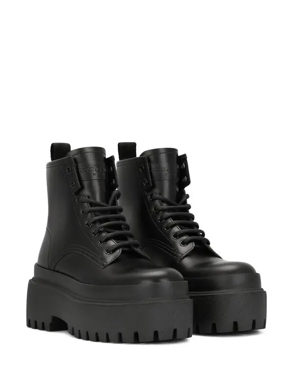 DOLCE&GABBANA shoes‎ Black leather combat boot 10.5 Leather combat boots in black - Dolce Gabbana Kids | Mytheresa main image 4