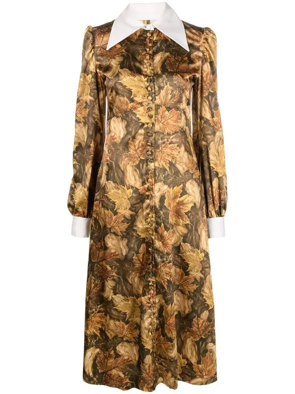 ERL Leaf-print Shirt Dress