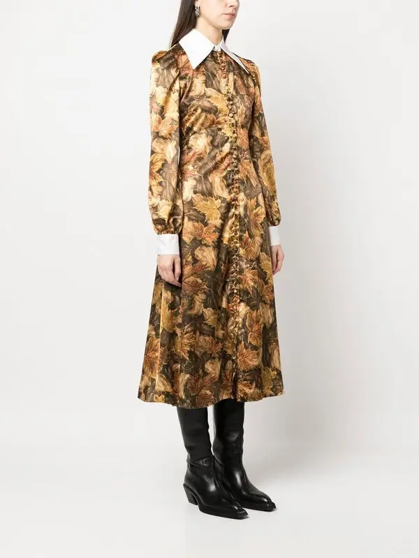 ERL Leaf-print Shirt Dress