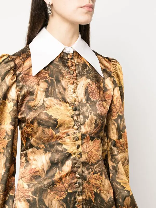 ERL Leaf-print Shirt Dress