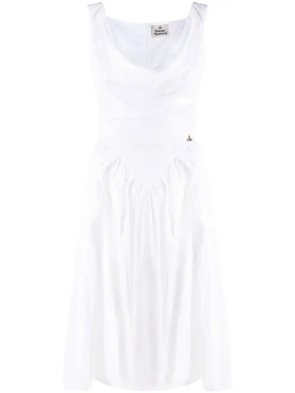 VIVIENNE WESTWOOD Sunday Cowl-neck Cotton Midi Dress - White