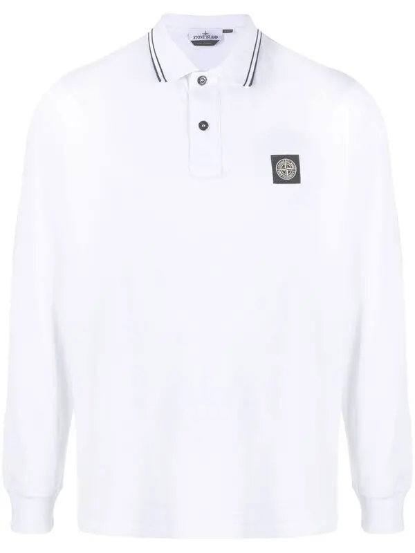 Stone Island Compass-motif Polo Shirt - White
