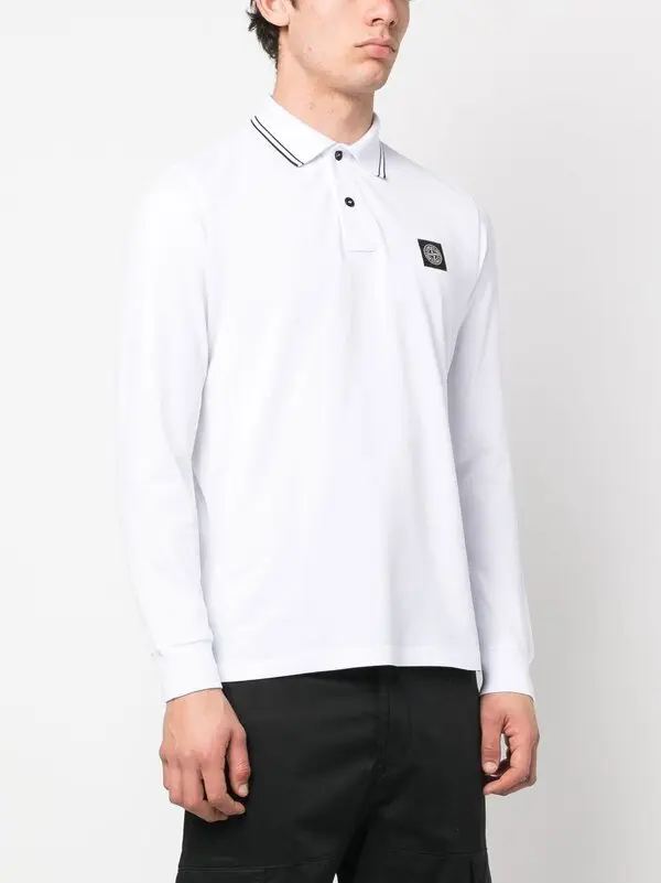 Stone Island Compass-motif Polo Shirt - White