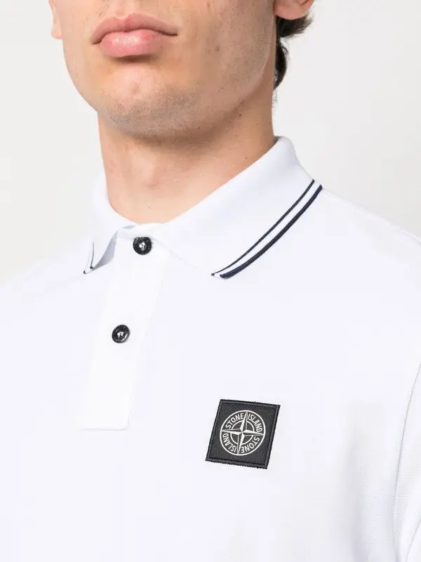 Stone Island Compass-motif Polo Shirt - White
