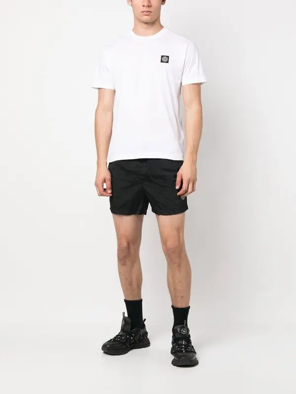 Stone Island Compass-motif Swim Shorts - Black