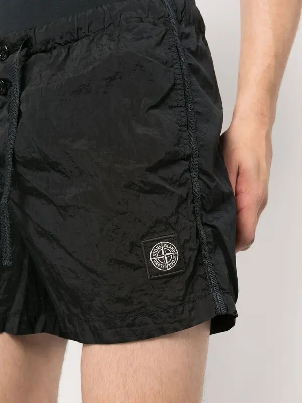 Stone Island Compass-motif Swim Shorts - Black