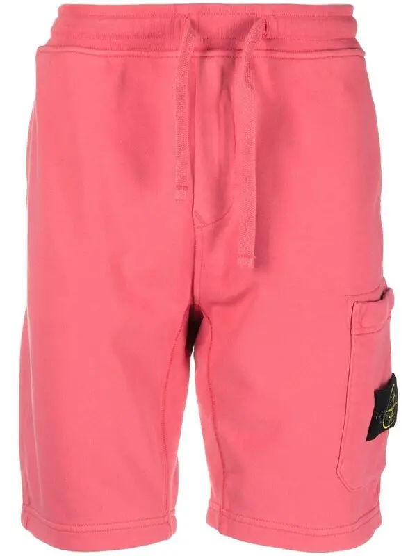 Stone Island Compass-patch Cotton Shorts - Pink