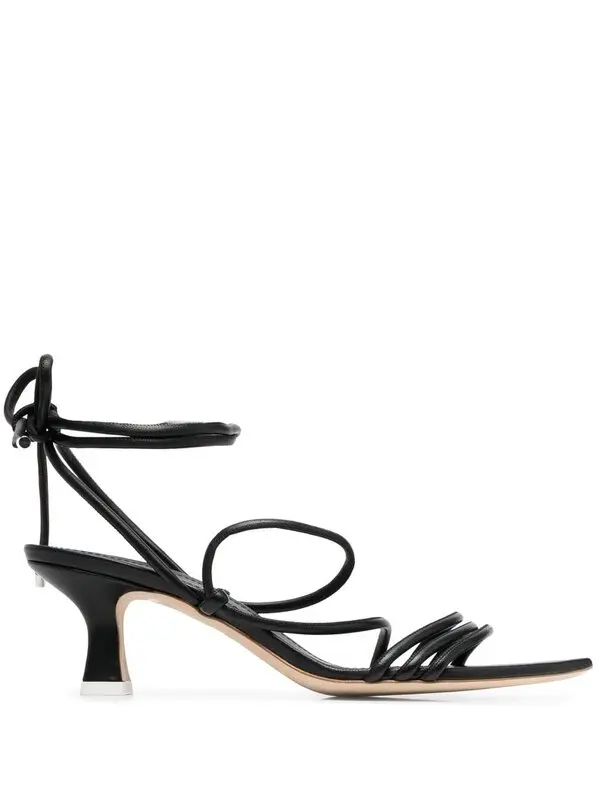 3JUIN Pointed-toe Sculpted Heel Sandals - Black