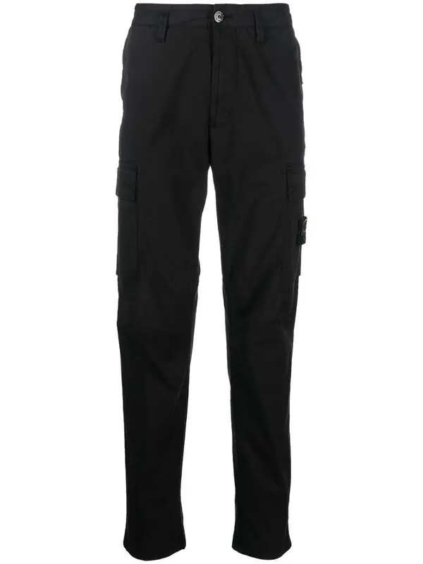 Stone Island Logo Patch Cargo Pants - Black