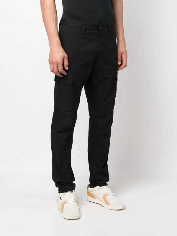 Stone Island Logo Patch Cargo Pants - Black