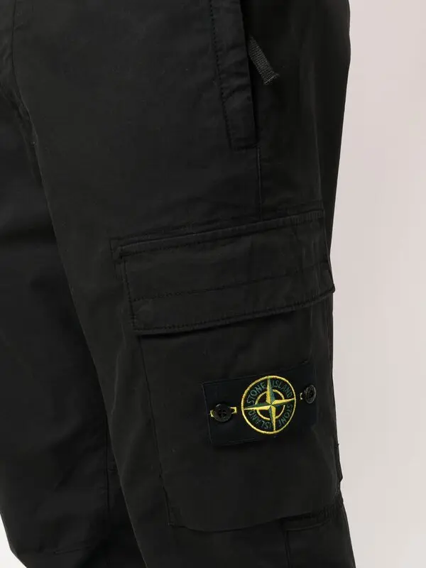 Stone Island Logo Patch Cargo Pants - Black