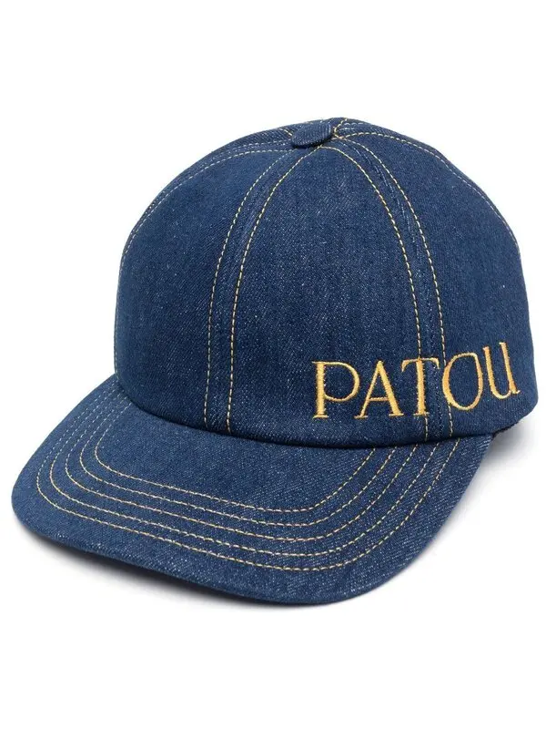 Patou Logo-embroidered Denim Cap - Blue