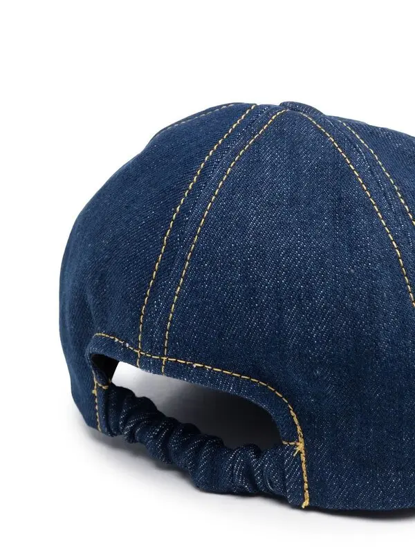 PATOU Logo-embroidered Denim Cap - Blue
