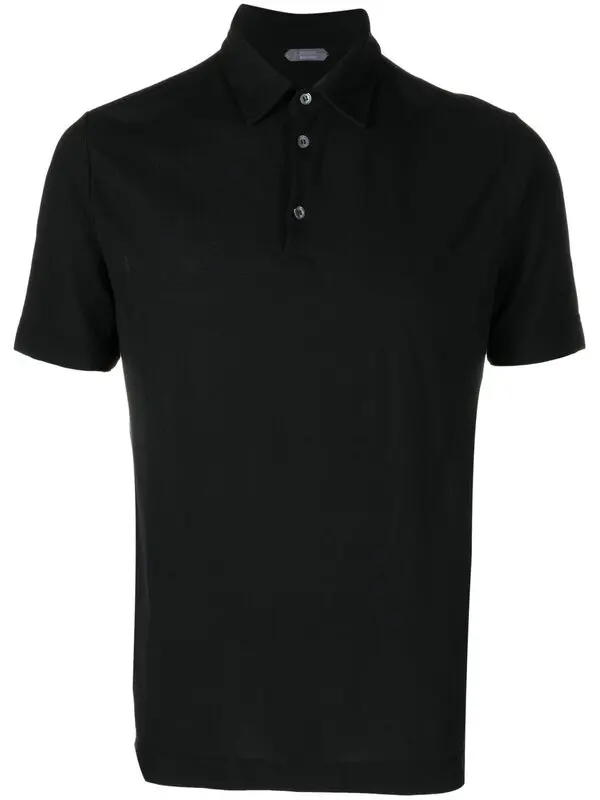 ZANONE Short-sleeve Cotton Polo Shirt - Black